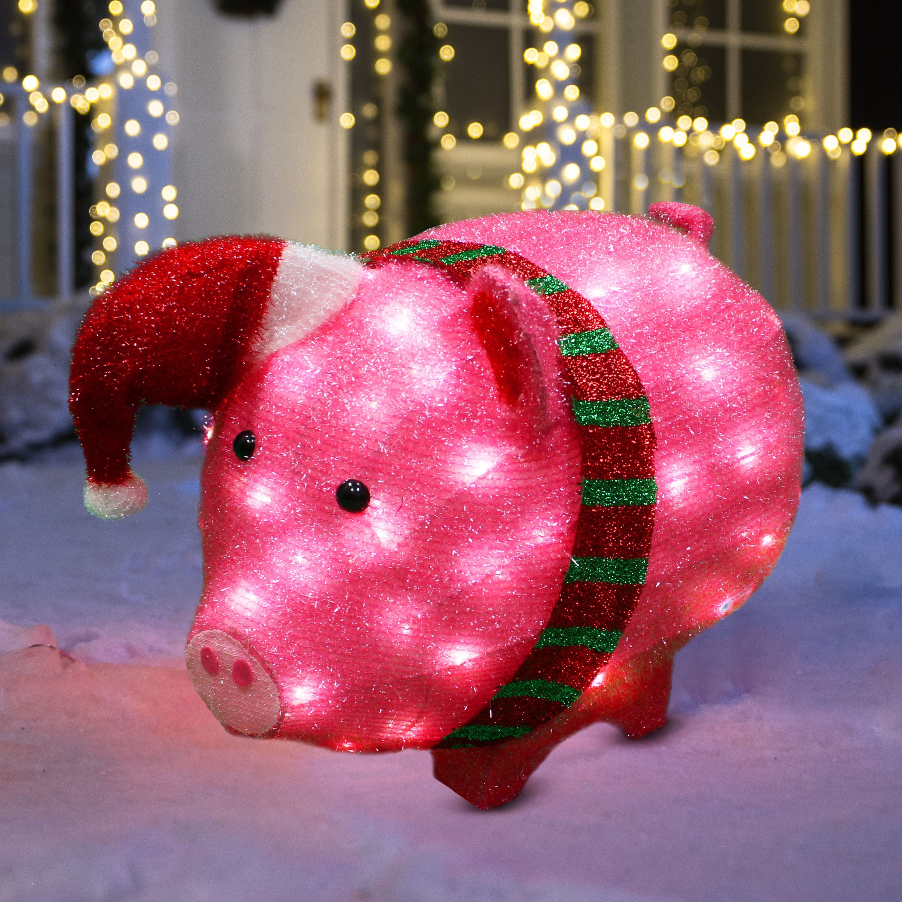 Joyfy Pig Yard Light Christmas Outdoor Decorations,80 Pre-Lit LED ...