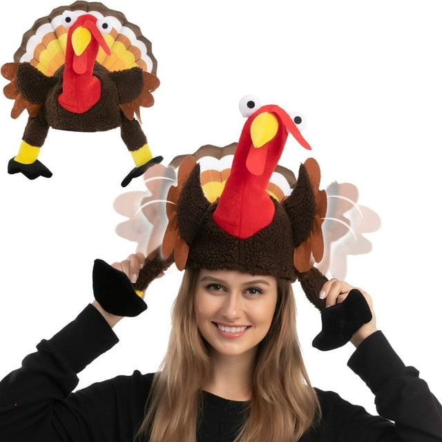 SYNCFUN 1Pcs Thanksgiving Turkey Hat for Adults Kids,with Moving Wings ...