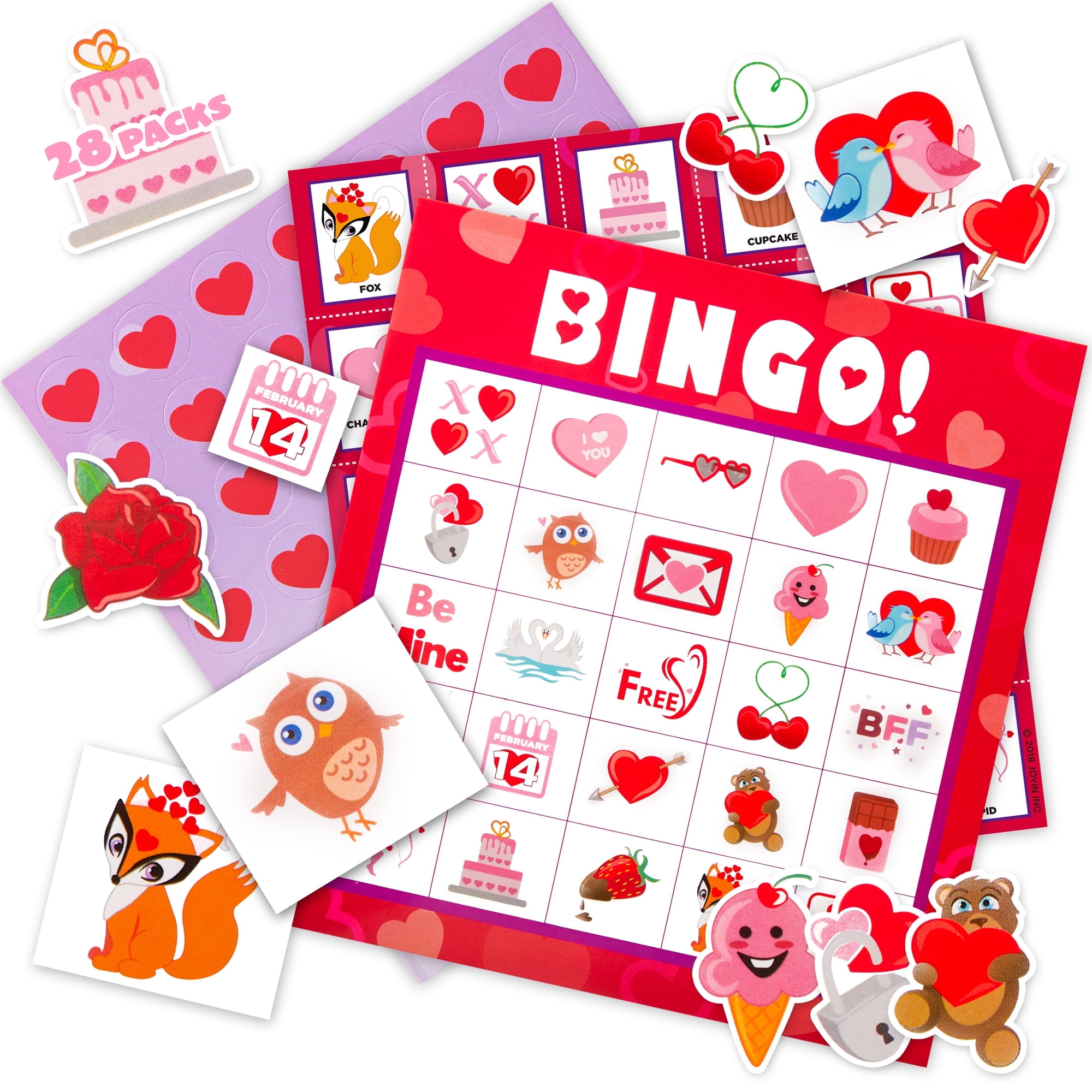 SYNCFUN 28 Players Valentines Day Bingo Game Cards for Party Favor ...