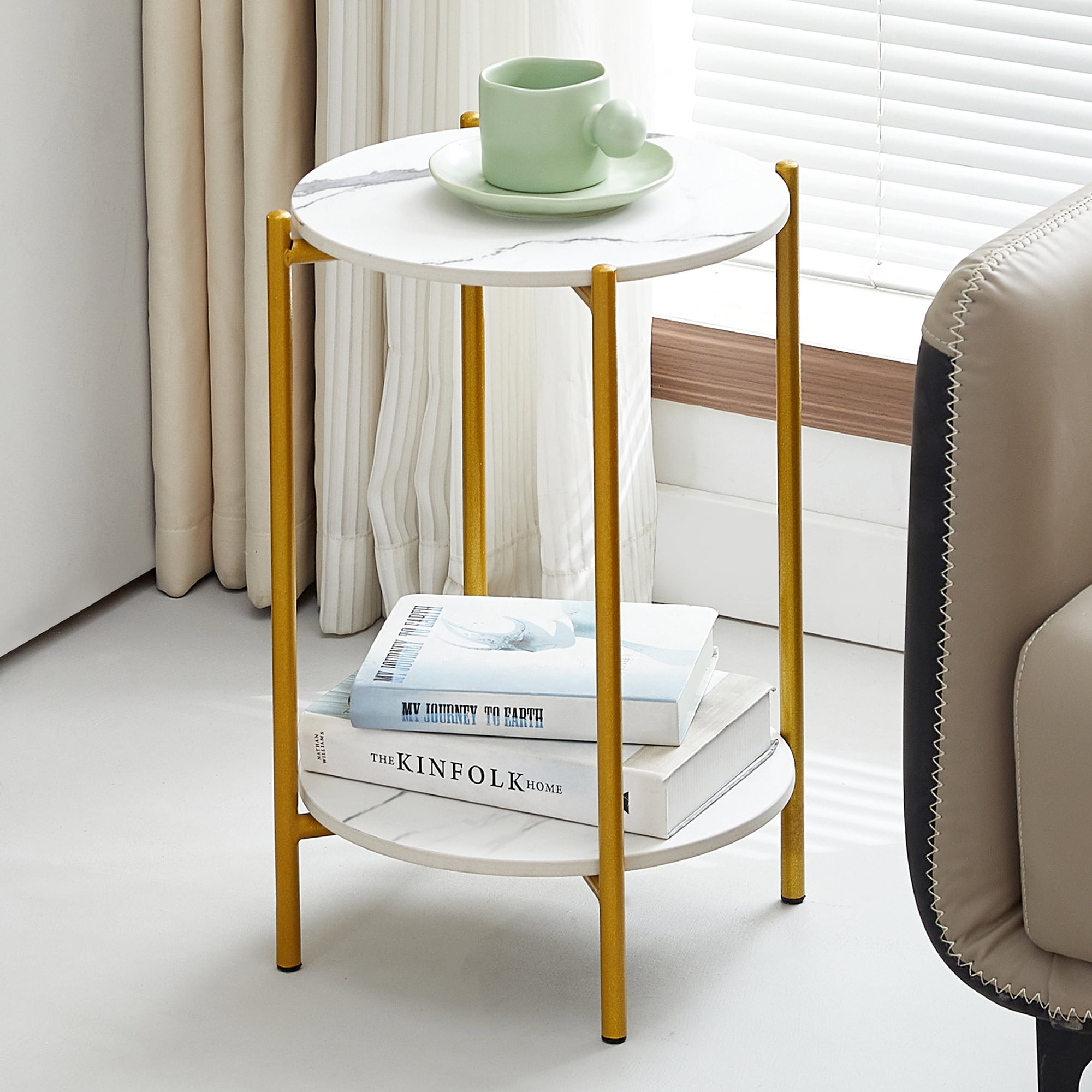 SYNGAR 2-Tier Coffee Table, Tea Table and Marble Coffee Table ...