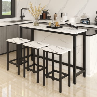 Walmart High Top Small Kitchen Dining Table Set for 3, Modern Tall Pub ...