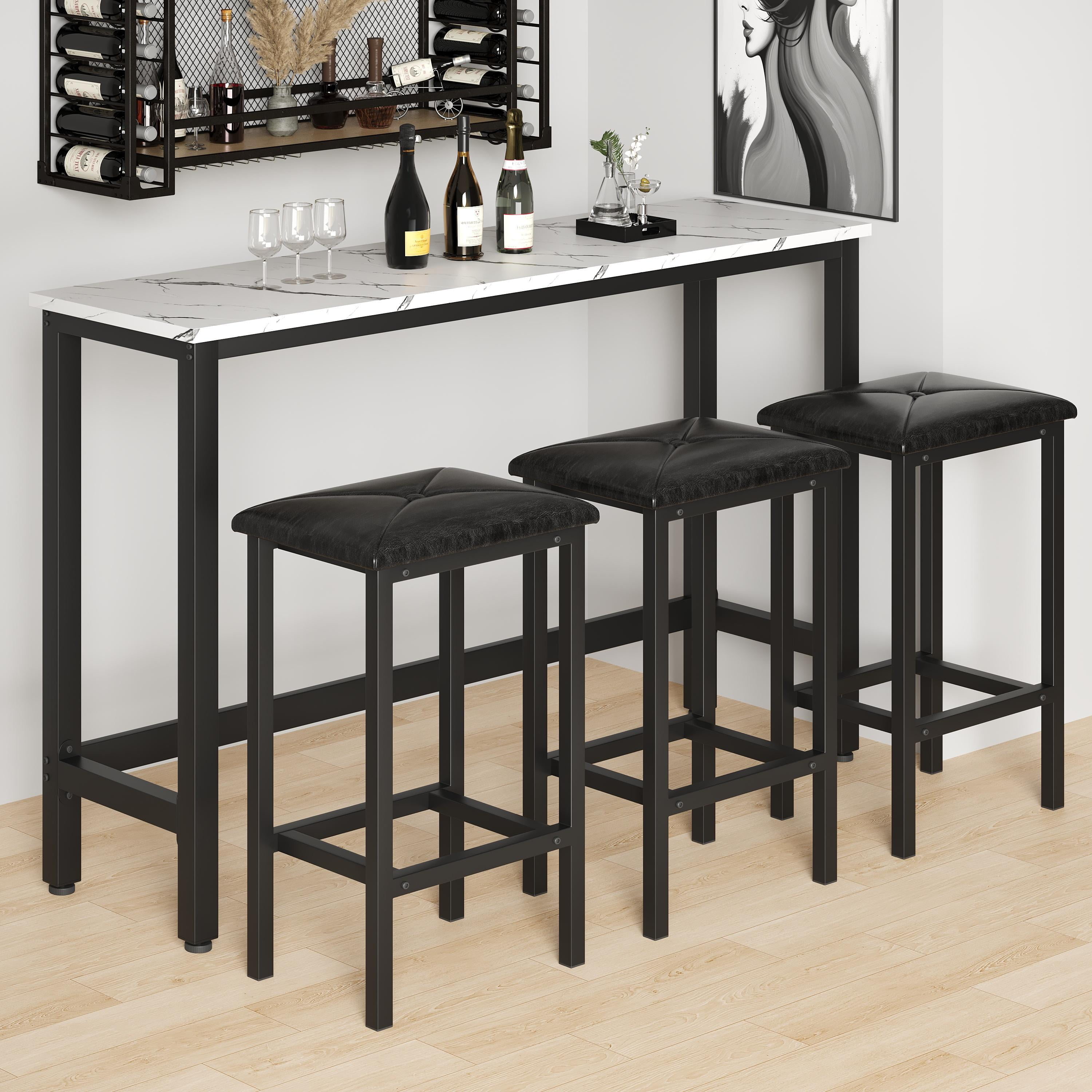 4-Piece Counter Height Dining Set, Pub Table with 3 Cushioned Stools ...
