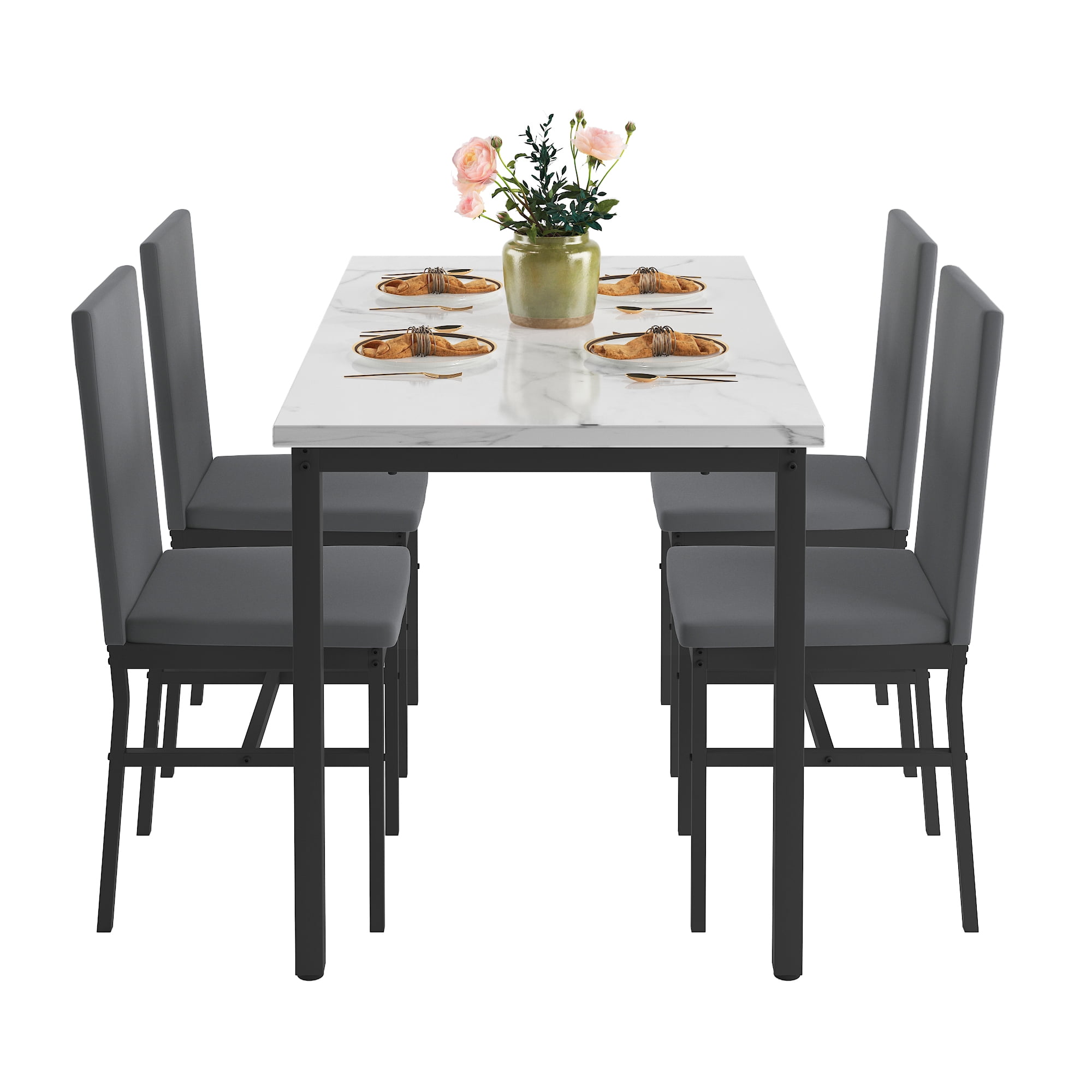 SYNGAR 5 Piece Dining Table Set, Kitchen Dining Table and Chairs Set ...