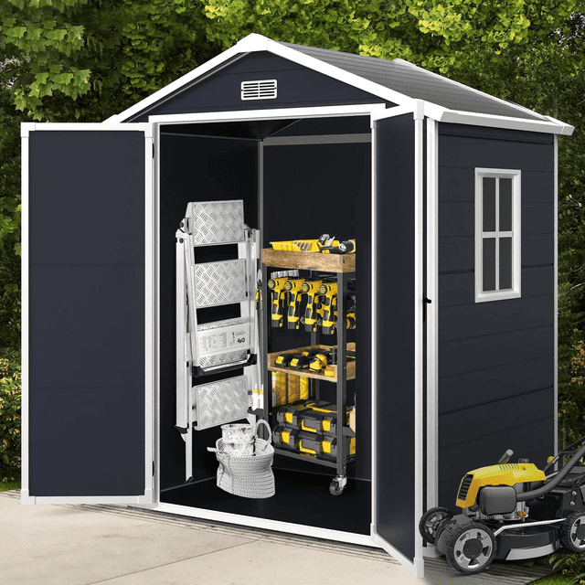 SYNGAR 6' x 4' Outdoor Storage Shed, Resin Storage Shed, Garden Tool ...
