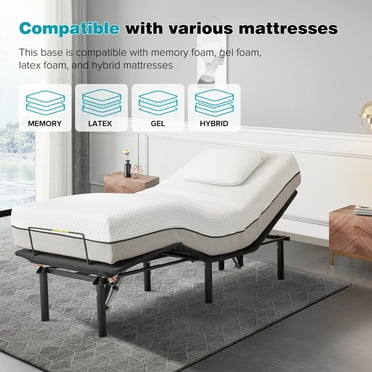 Twin XL Adjustable Bed Frame, Bed with Wireless Remote Control, Electric Bed Frame with Head and ...