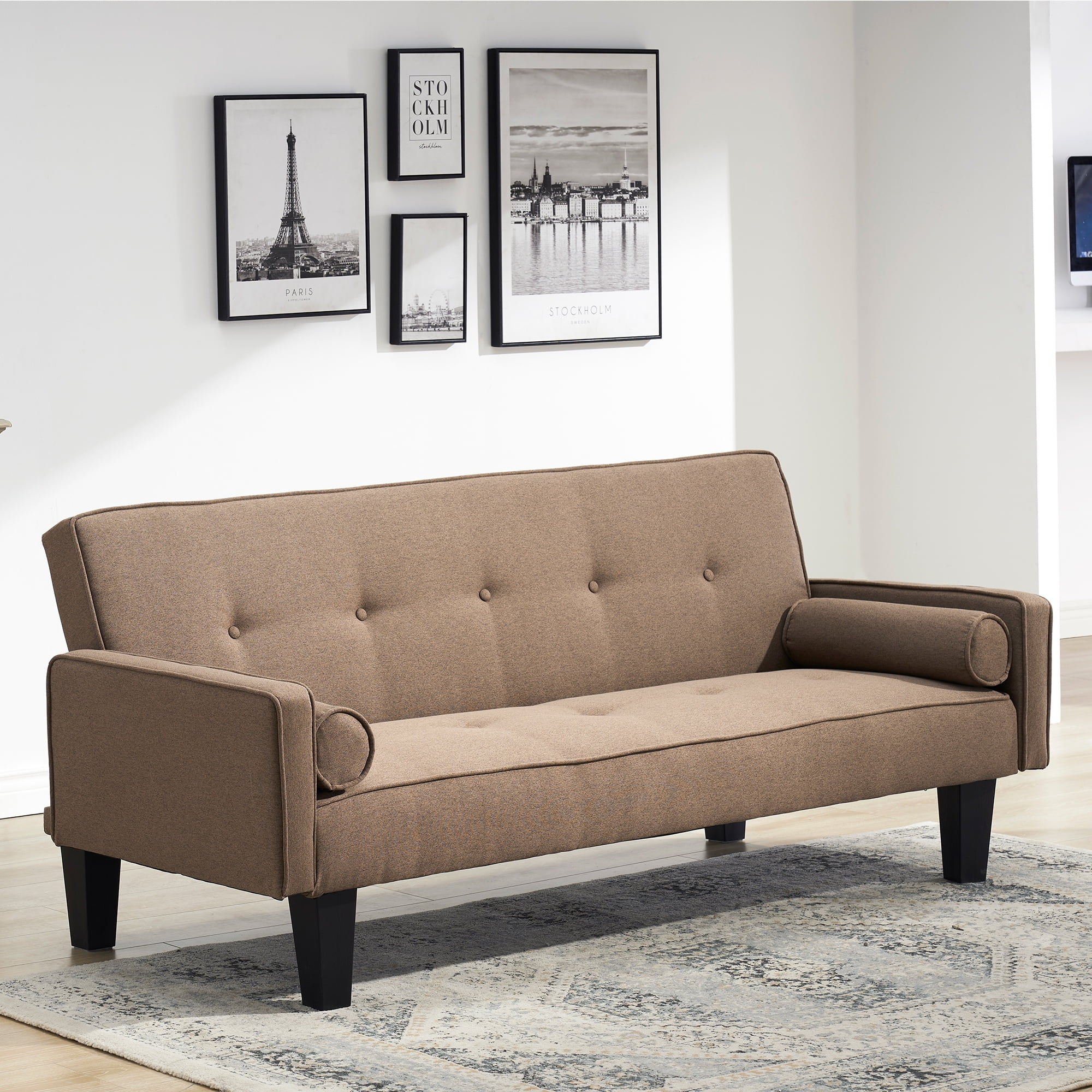 SYNGAR Modern Comfortable Futon Sofa Bed for Small Spaces, Mid Century ...