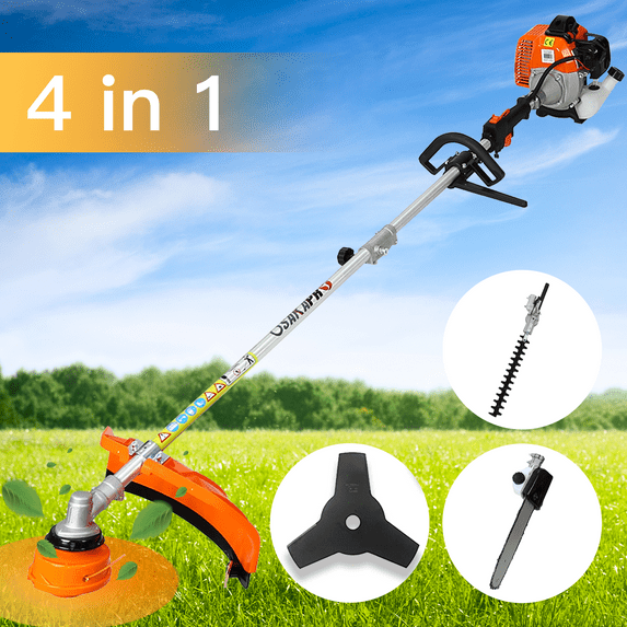 Syngar 4-in-1 Gas Powered Grass Trimmer, Pole Saw Attachment, Hedge ...