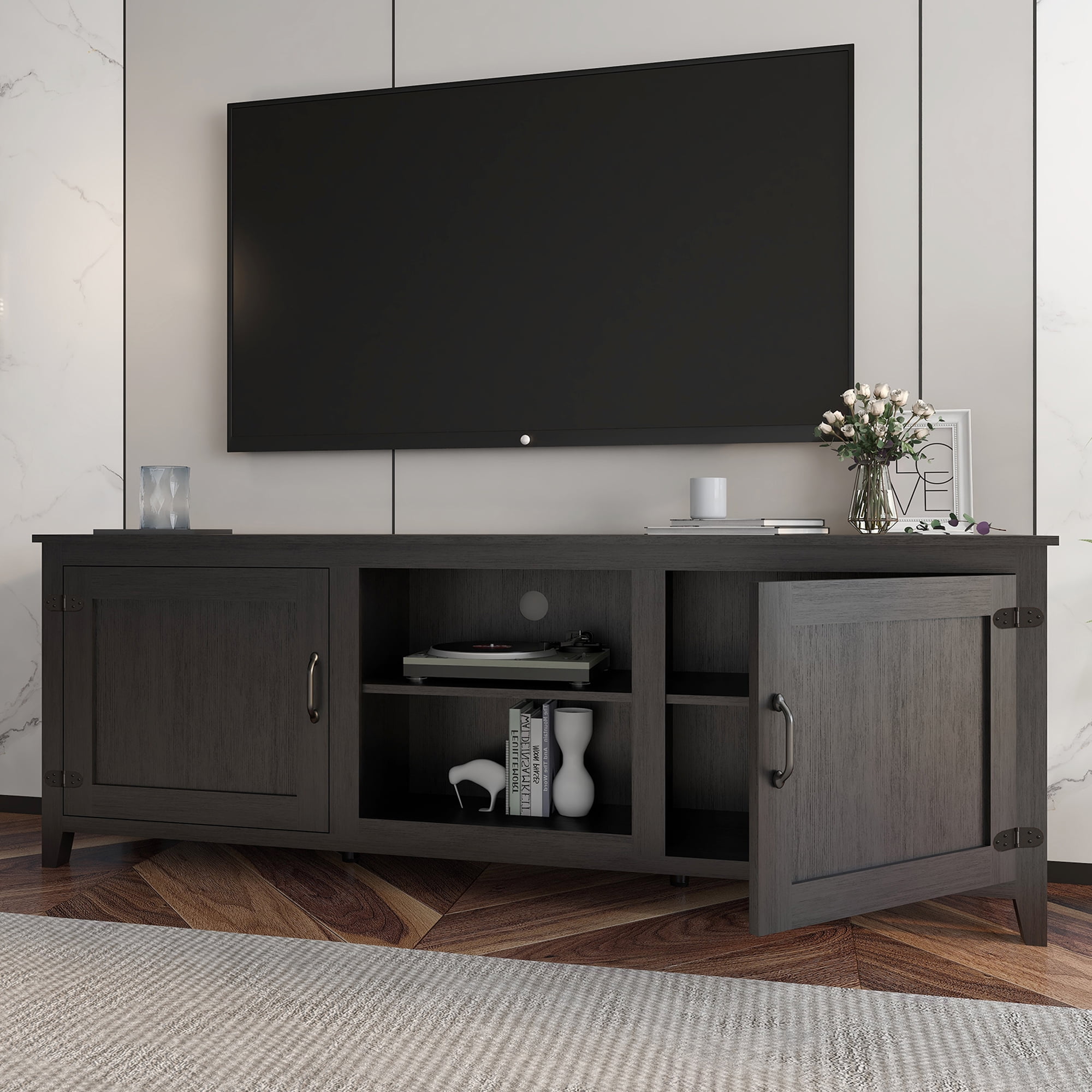 SYNGAR Industrial TV Stand for TV up to 70 inches, Wood TV Console ...