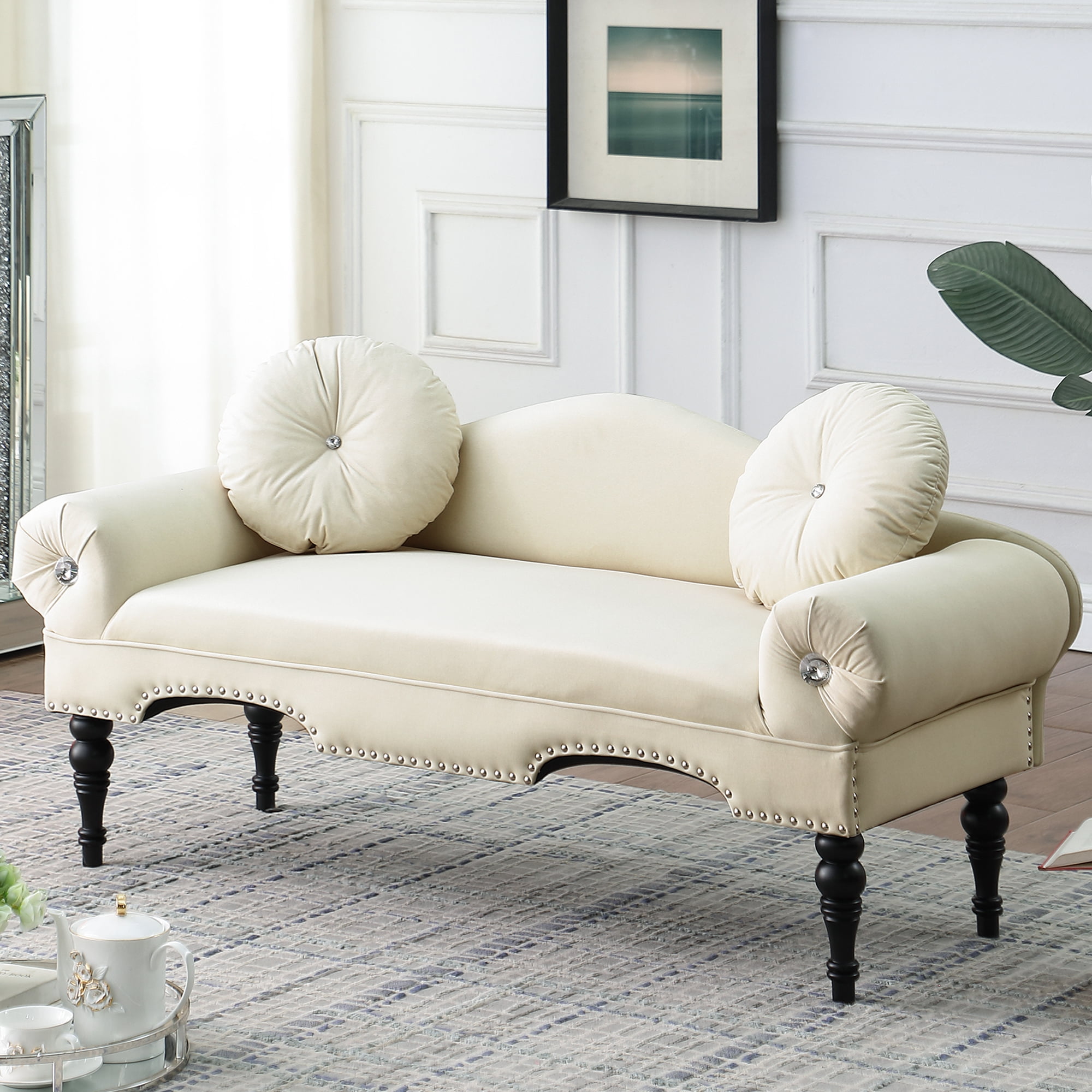 SYNGAR Loveseat Sofas for Living Room, Velvet Upholstered 2-Seat Couch ...