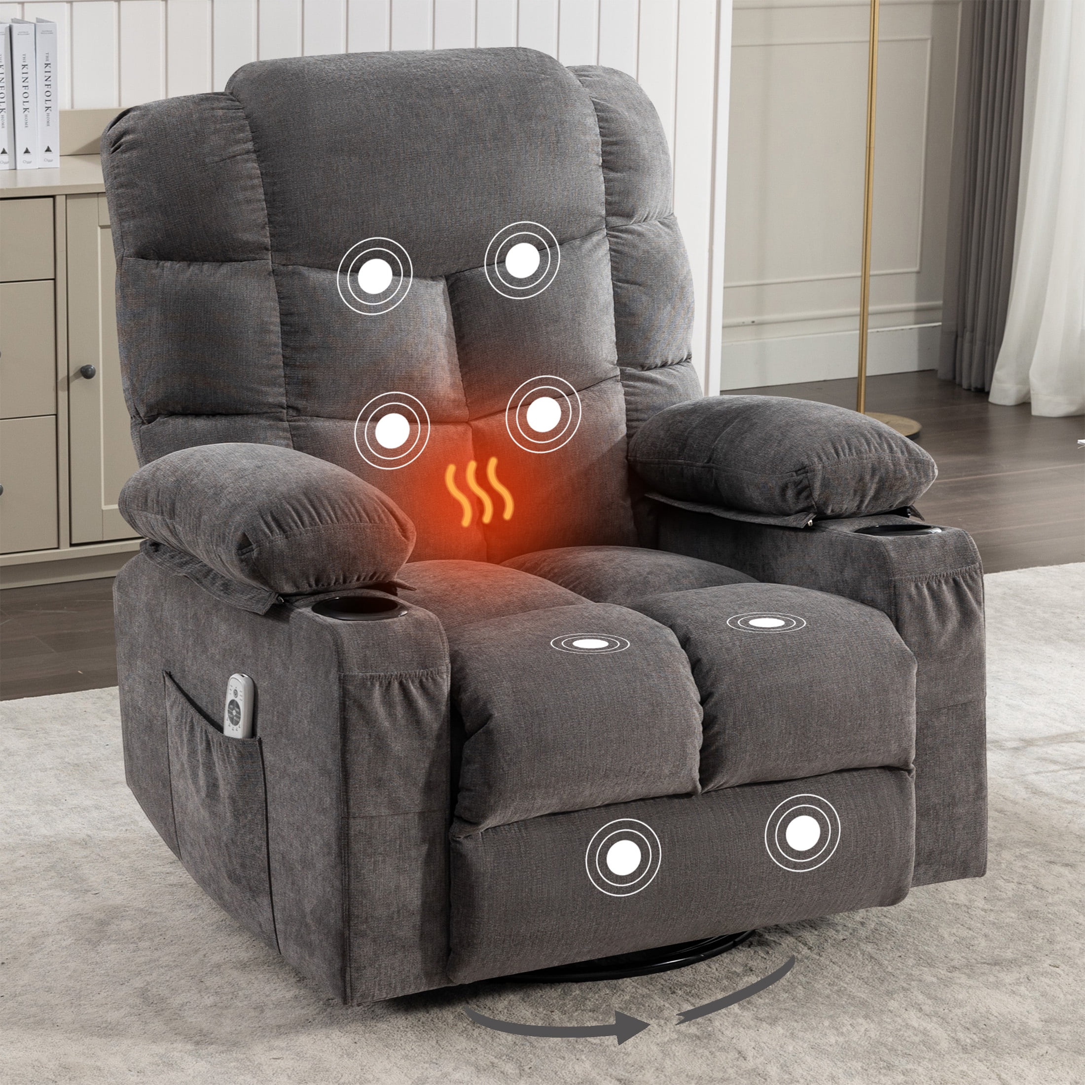 Syngar Swivel Electronic Recliner Chair for Adults, Oversized with ...