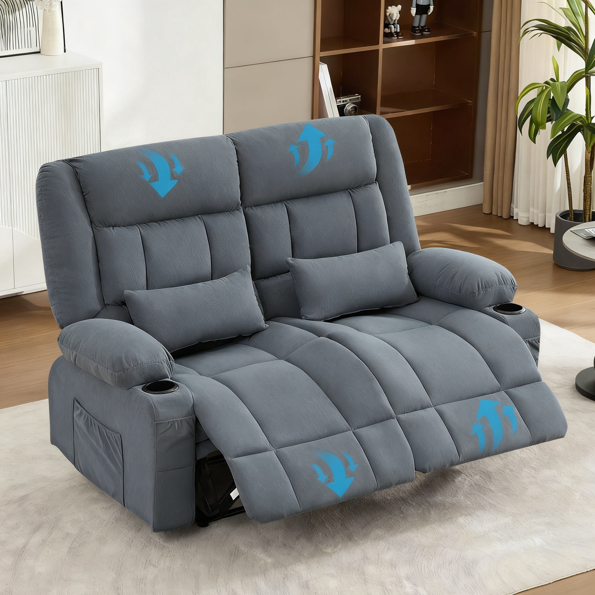 SYNGAR Oversized Reclining Loveseat with Pillow, Comfortable 2-Seater ...
