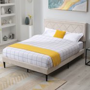 SYNGAR Full Size Backboard Bed Frame, Solid Wood Platform with ...