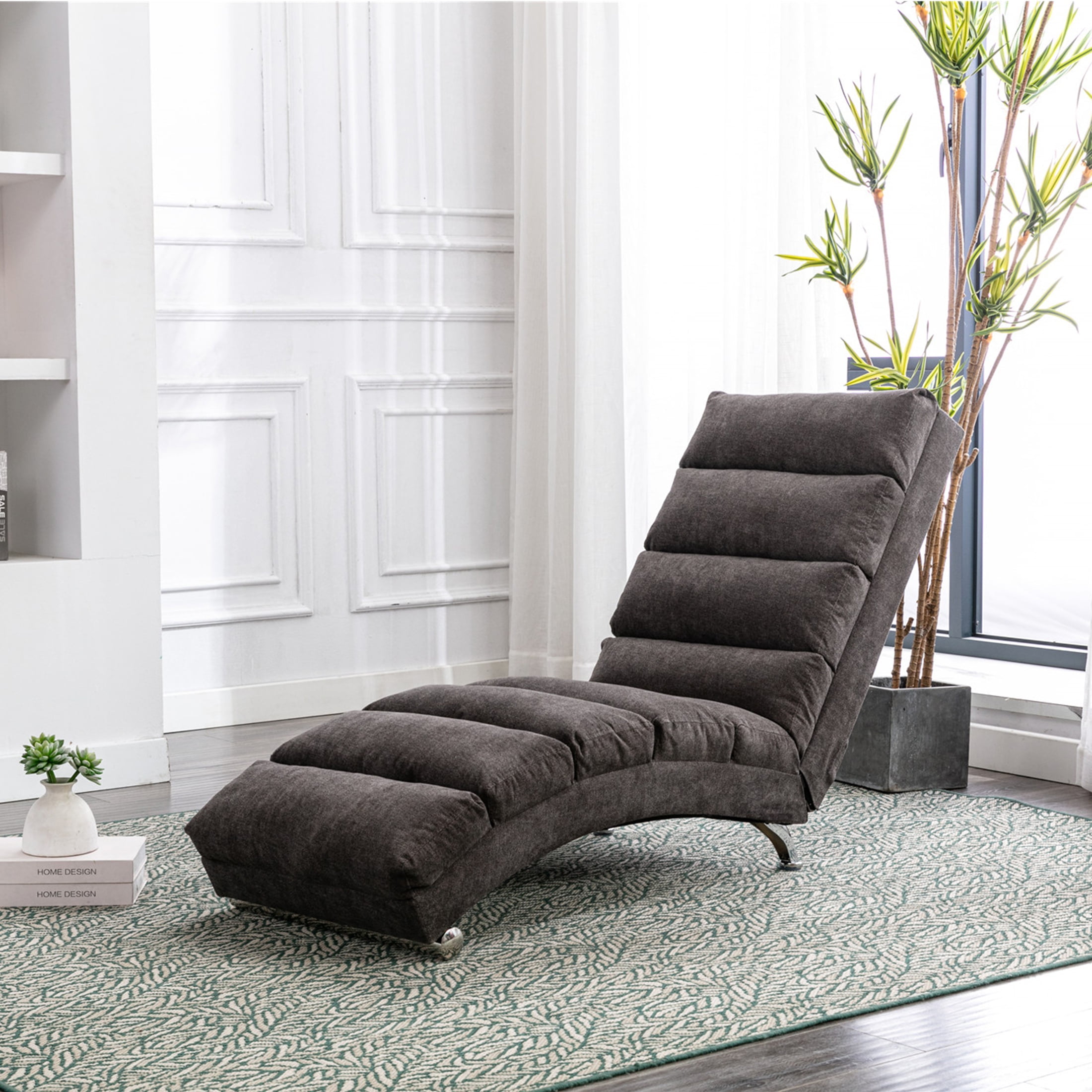 SYNGAR Chaise Lounge Chair Indoor, Modern Linen Chaise Lounges with ...