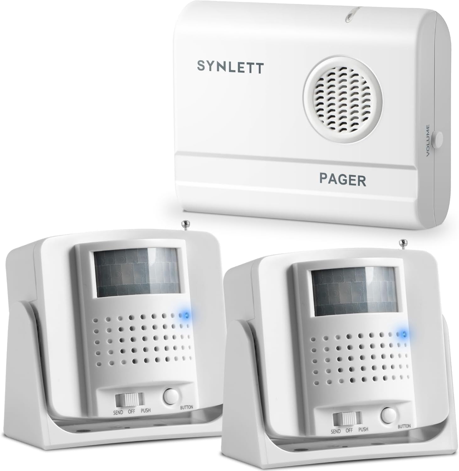 SYNLETT Bed Alarm Caregiver Pager with 2 Wireless Motion Sensors Alarm ...