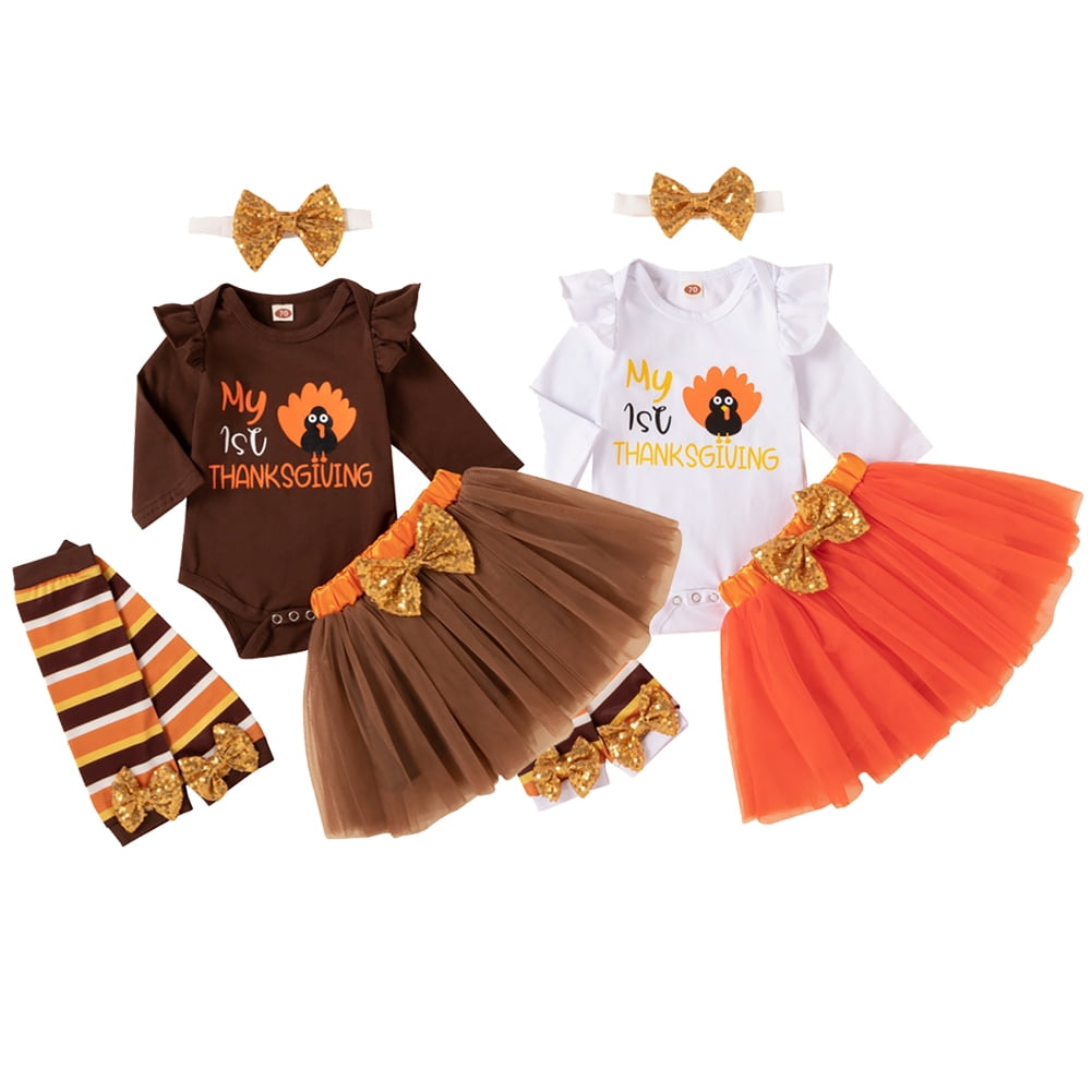 SYNPOS 0-18M Baby Girl Thanksgiving Outfit Bodysuit+Tutu Skirt+Leg ...
