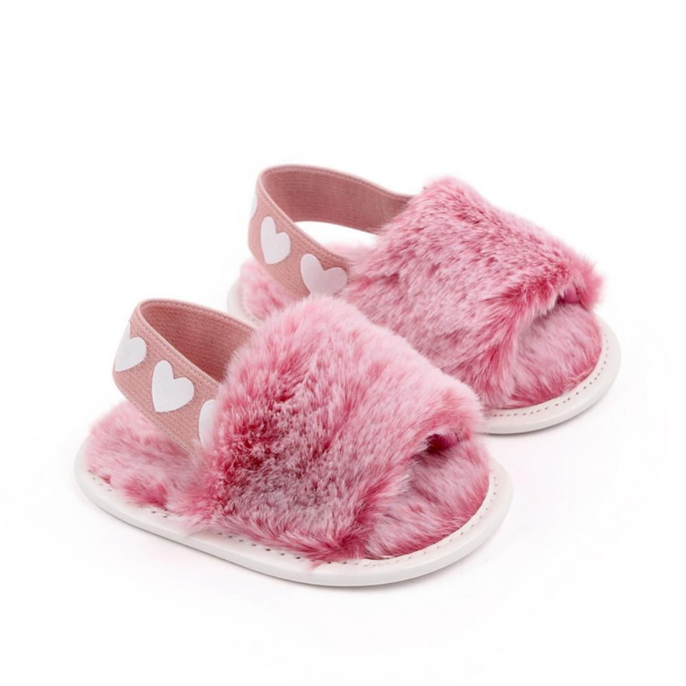 SYNPOS 0-18M Baby Slippers Winter Warm Newborn Girl Cute Faux Fur Soft ...