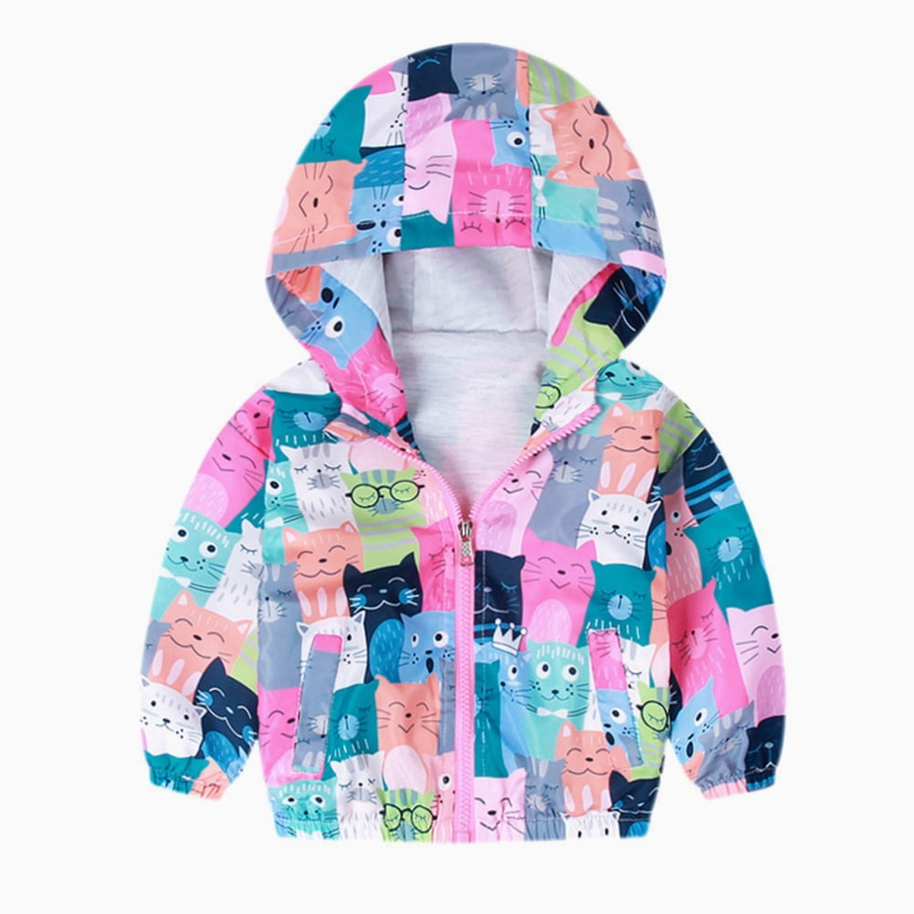 SYNPOS 1-6T Kids Little Girls Lightweight Rainbow Hooded Jacket Coat ...
