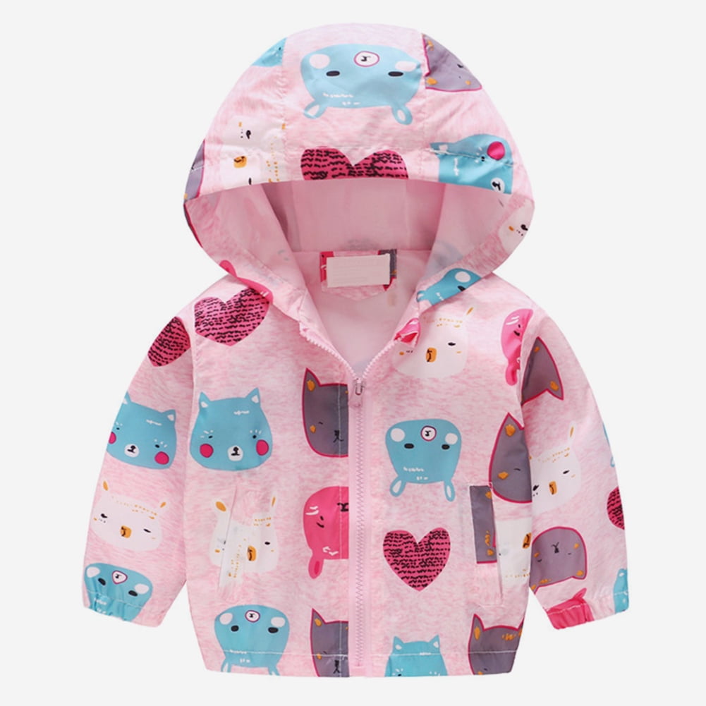 SYNPOS 1-6T Kids Little Girls Lightweight Rainbow Hooded Jacket Coat ...