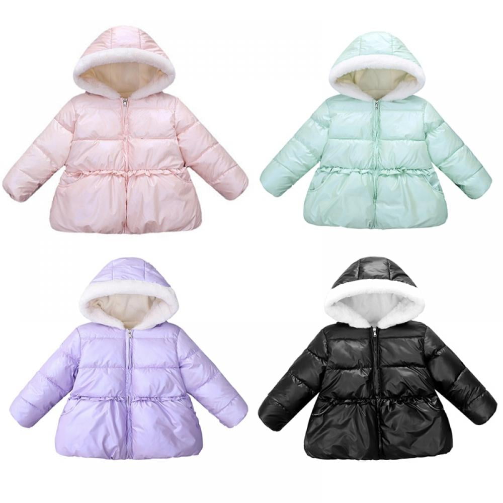SYNPOS 1-6T Little Girls Warm Coat Thick Hooded Jacket Winter Puffer Toddler Snowsuit Down ...