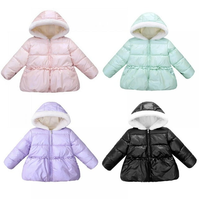 SYNPOS 1-6T Little Girls Warm Coat Thick Hooded Jacket Winter Puffer Toddler Snowsuit Down ...