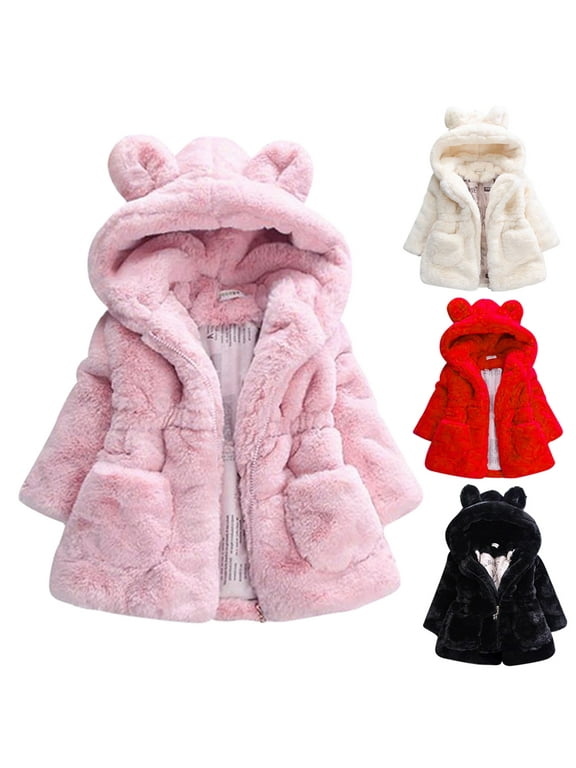 TAIAOJING Toddler Kids Winter Jackets Winter Baby Girls Cartoon Rabbit Thicken Keep Warm Hooded ...