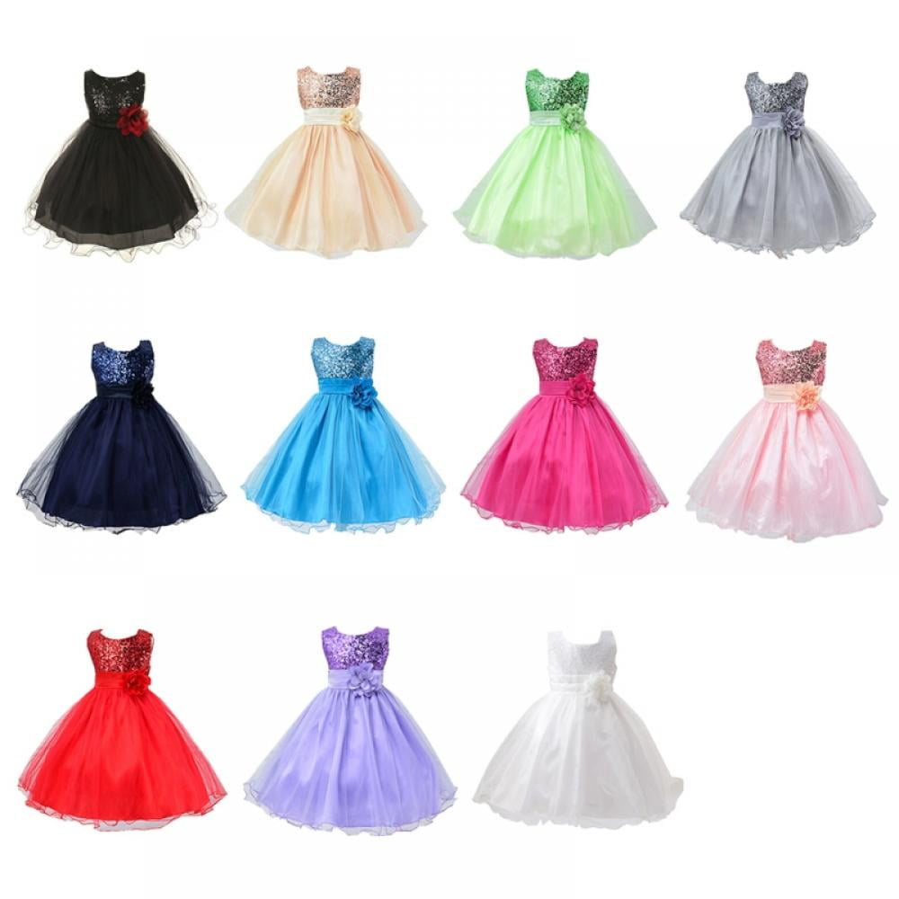 SYNPOS 3-10T Kids Girls Flower Princess Sequin Dress Birthday ...