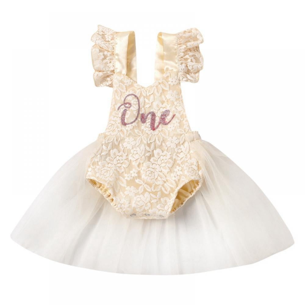 SYNPOS 3-24M Newborn Baby Girl Outfits Ruffle Lace Romper Jumpsuit Bodysuit 1st Birthday ...