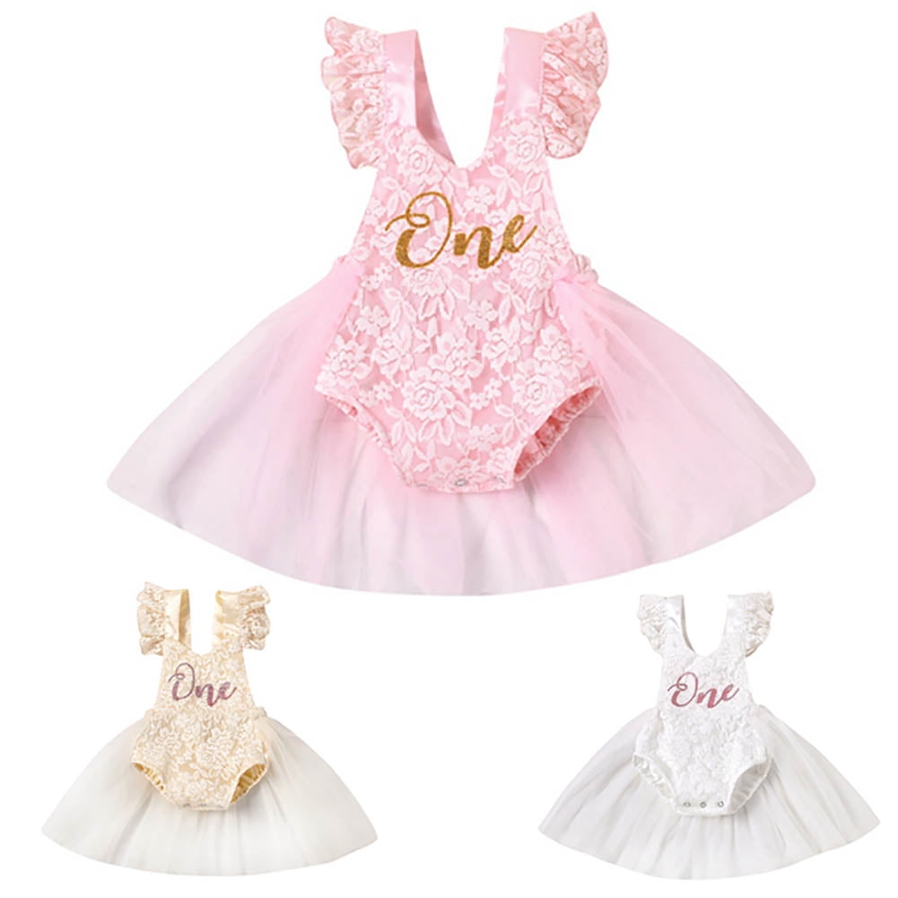 SYNPOS 3-24M Newborn Baby Girl Outfits Ruffle Lace Romper Jumpsuit Bodysuit 1st Birthday ...