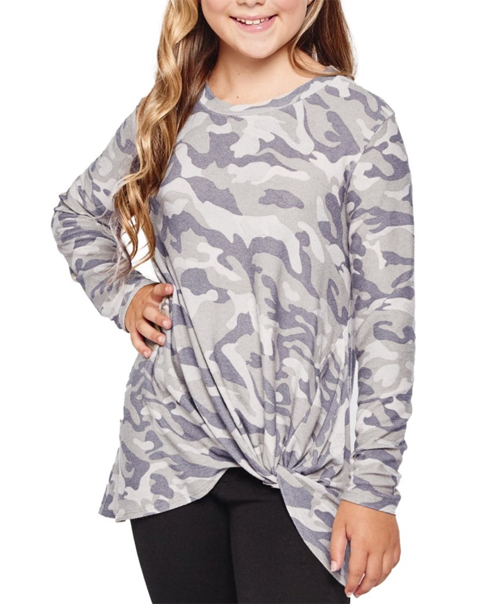 SYNPOS 4-13Y Child Girls Long Sleeve Scoop Neck Front Twist Leopard ...