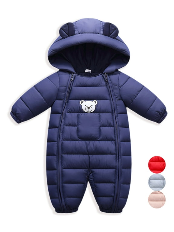 Lovebay Newborn Baby Girl Boy Hooded Bear Snowsuit Down Jumpsuit Puffer Romper Coat - Walmart.com