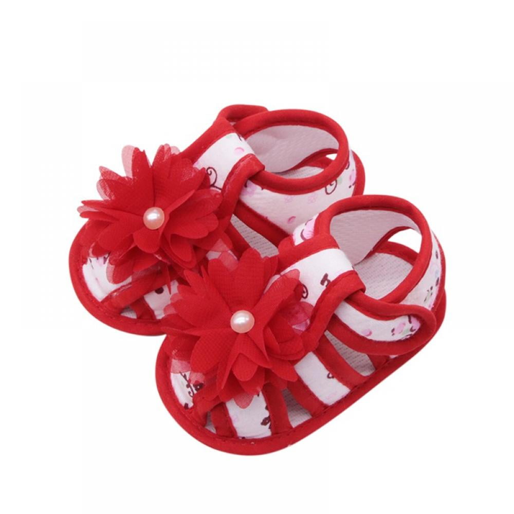 SYNPOS Baby Girls Summer Sandals Soft Sole Infant Slippers Floral Princess Dress Toddler First ...