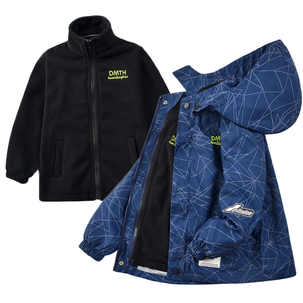 SYNPOS Child Boys Fleece Jacket+Geometry Hardshell Jacket with ...
