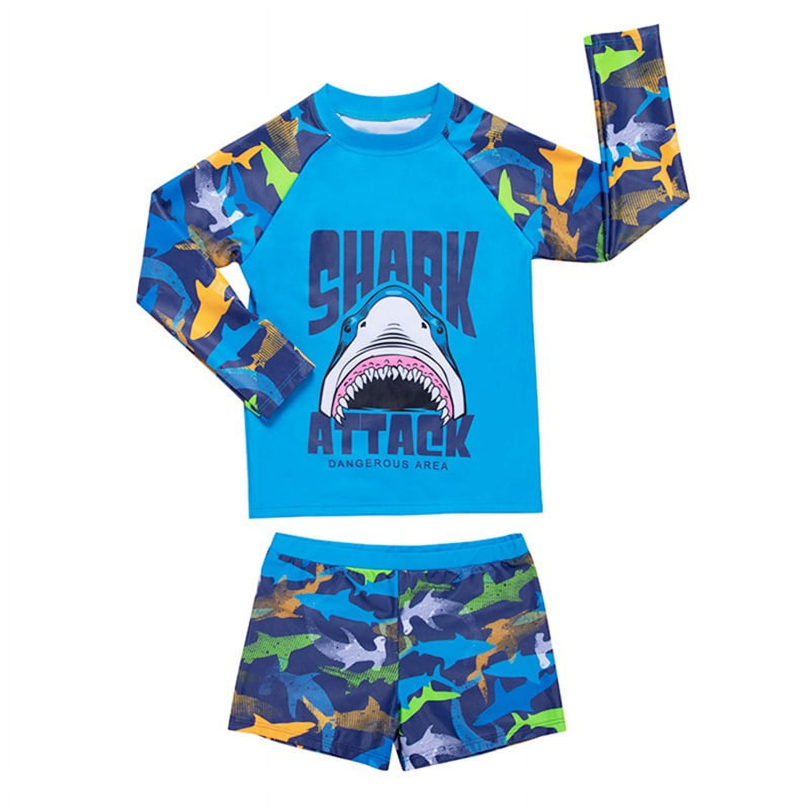 SYNPOS Child Boys Hawaii Long Sleeve Rashguard Two Pieces Swimsuit for ...