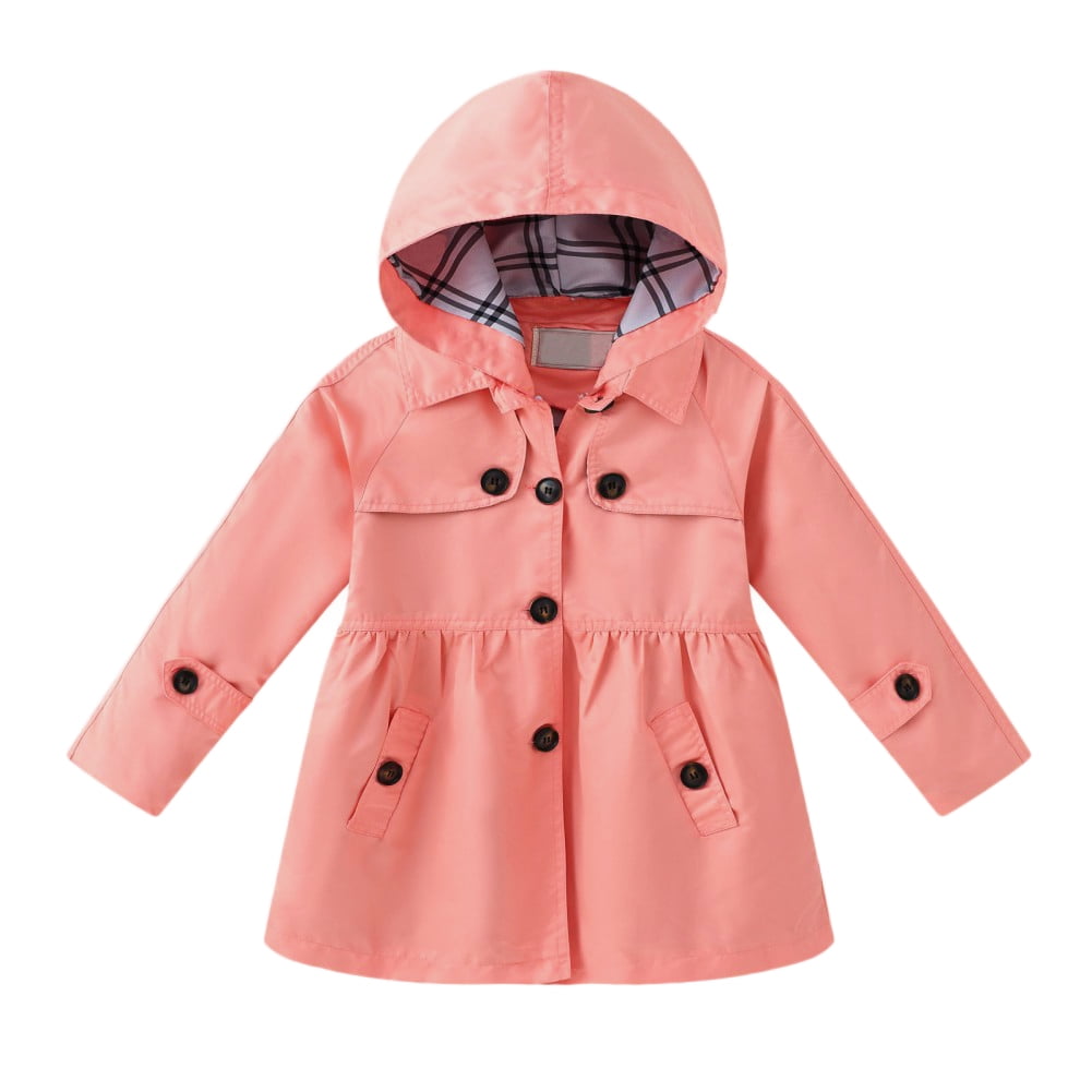 SYNPOS Child Girls Trench Jacket Uniform Lightweight Detachable Hood ...