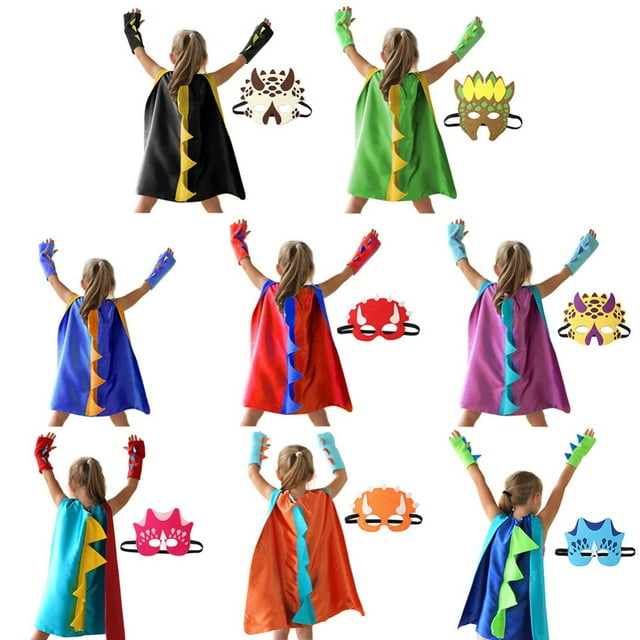 SYNPOS Kids Dinosaur Cape & Dragon Hooded Cloak, Halloween Costume with ...