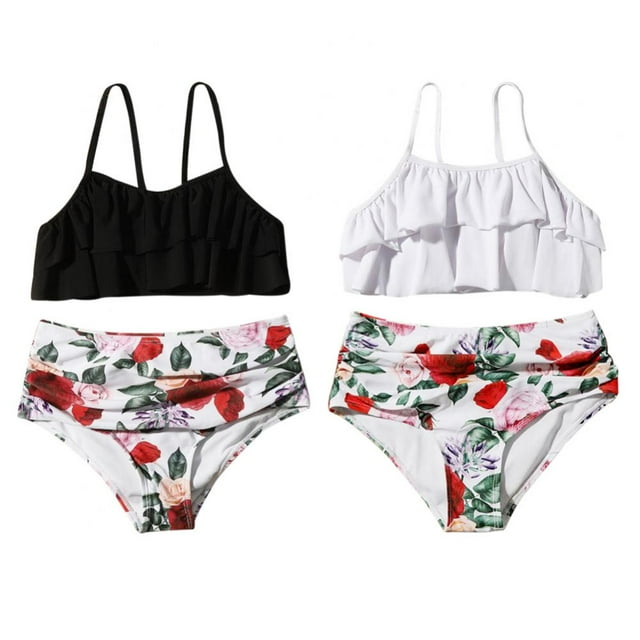 SYNPOS Girl's Spaghetti Strap Floral Bikini Bathing Suits 2 Piece ...