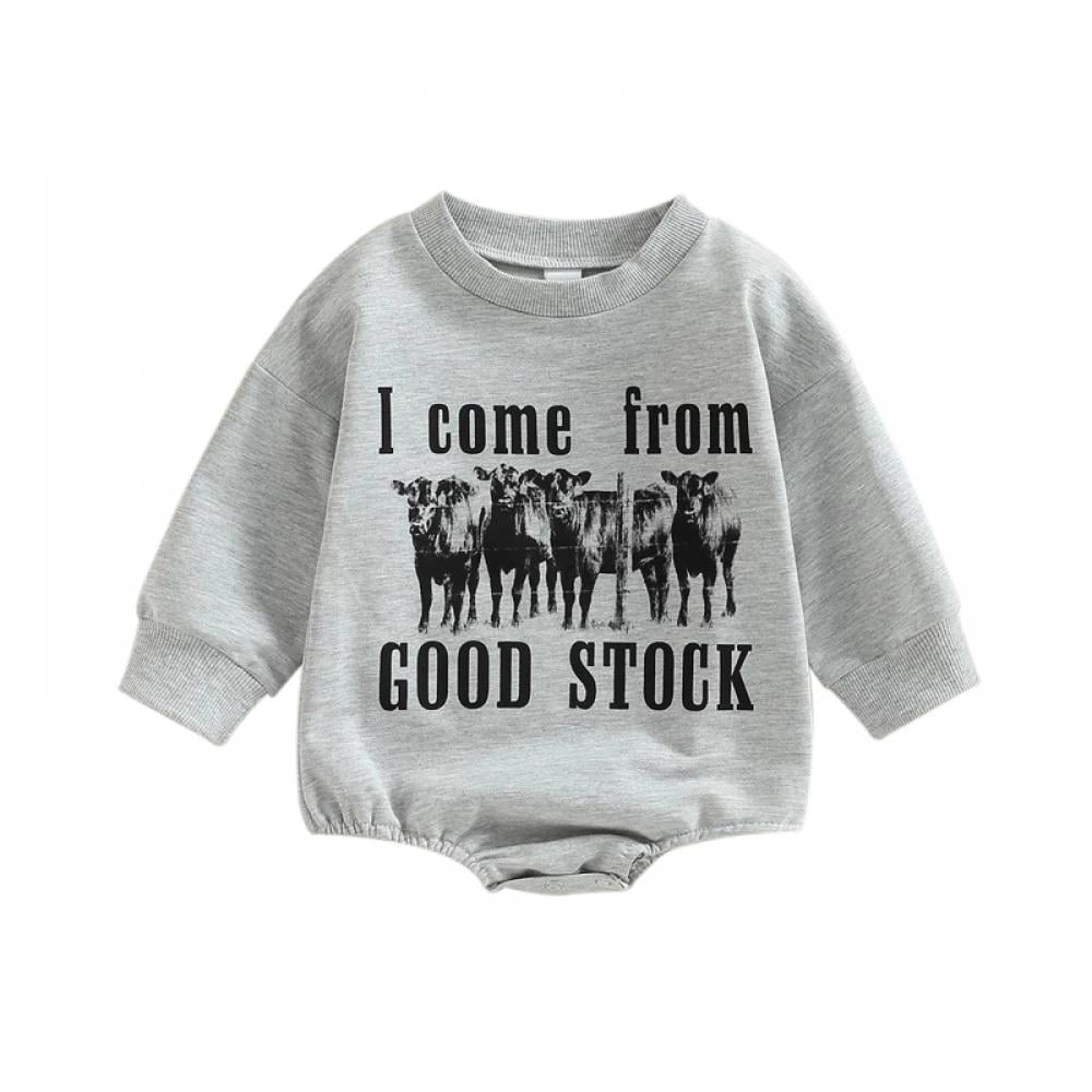 SYNPOS Infant Baby Boy Girl Clothing Fall Long Sleeve Sweatshirt Romper Bodysuit Cow Print ...