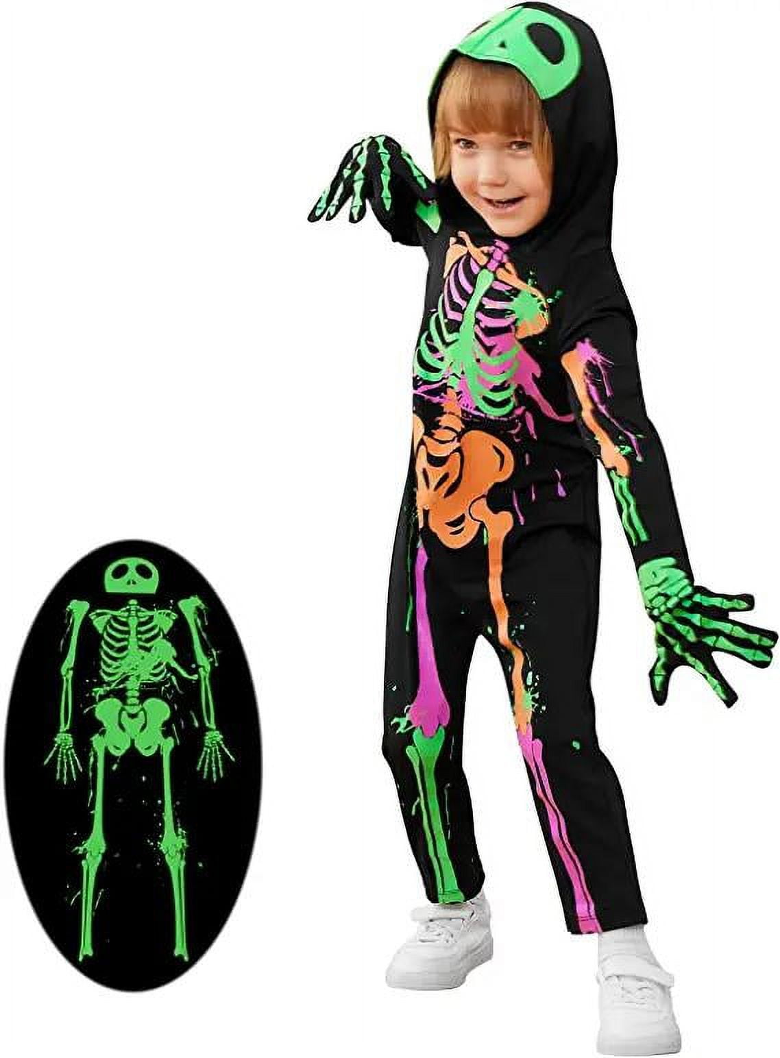 SYNPOS Kids Boys Girls Halloween Luminous Skeleton Jumpsuit Toddler ...
