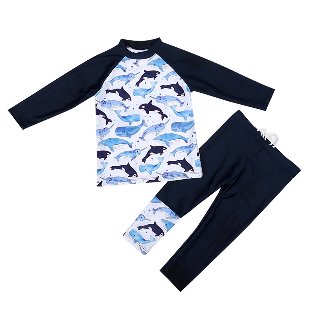 SYNPOS Kids Boys Shark Fish Long Sleeve Rashguard Two Pieces Swimsuit ...