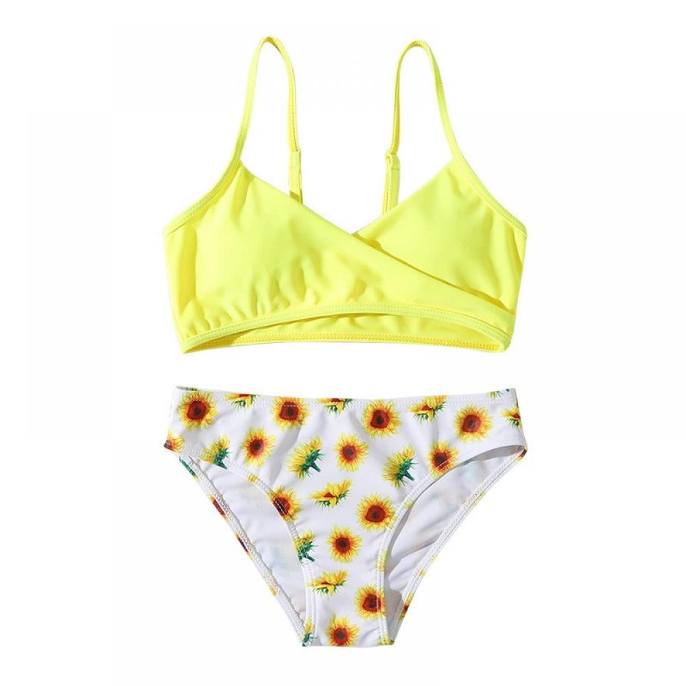 SYNPOS Little Girls Bikini Swimwear 2PC Bathing Suit Kids Big Girls ...