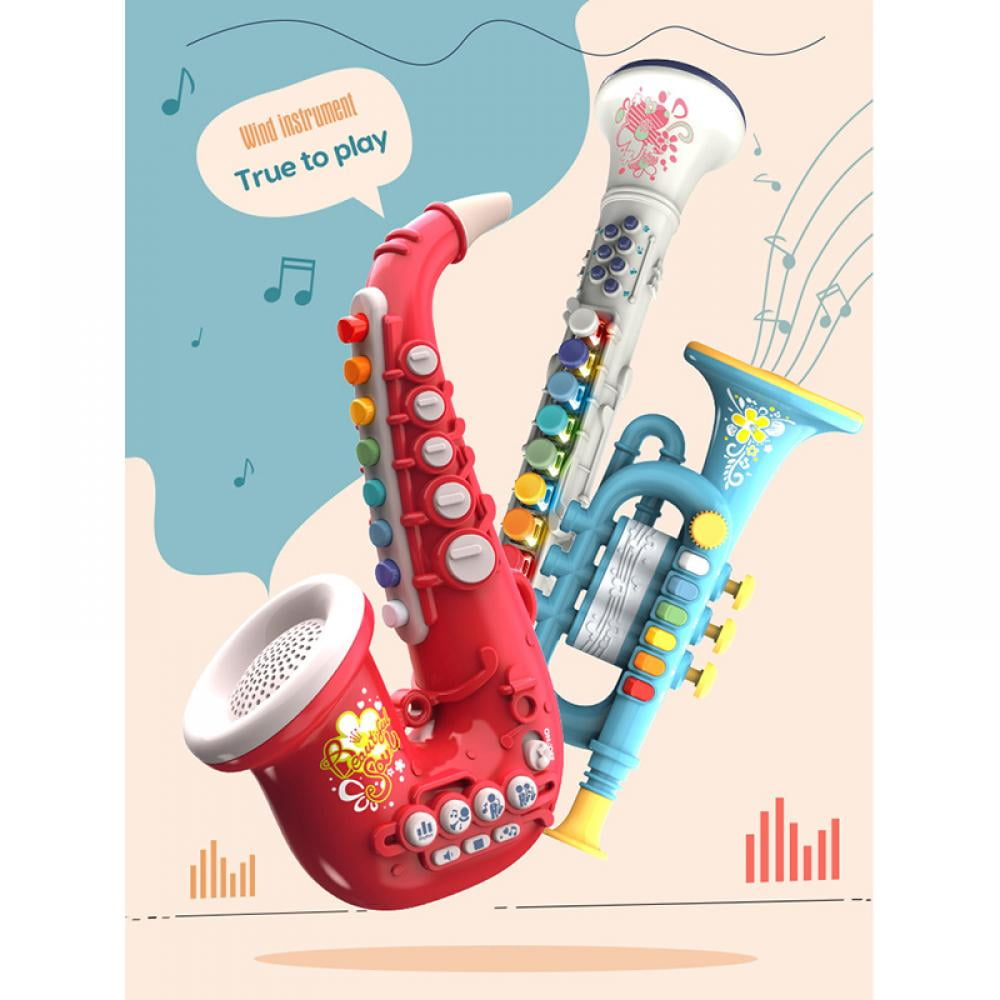 SYNPOS Mini Saxophone Trumpet with Light and Sound Early Educational ...
