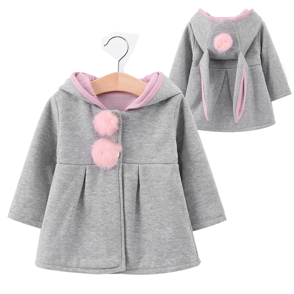 SYNPOS Toddler Baby Girls Cute Rabbit Ear Cloak Coat Kids Warm Hooded ...