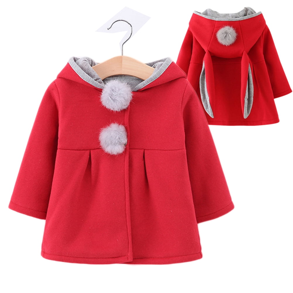 SYNPOS Toddler Baby Girls Cute Rabbit Ear Cloak Coat Kids Warm Hooded ...
