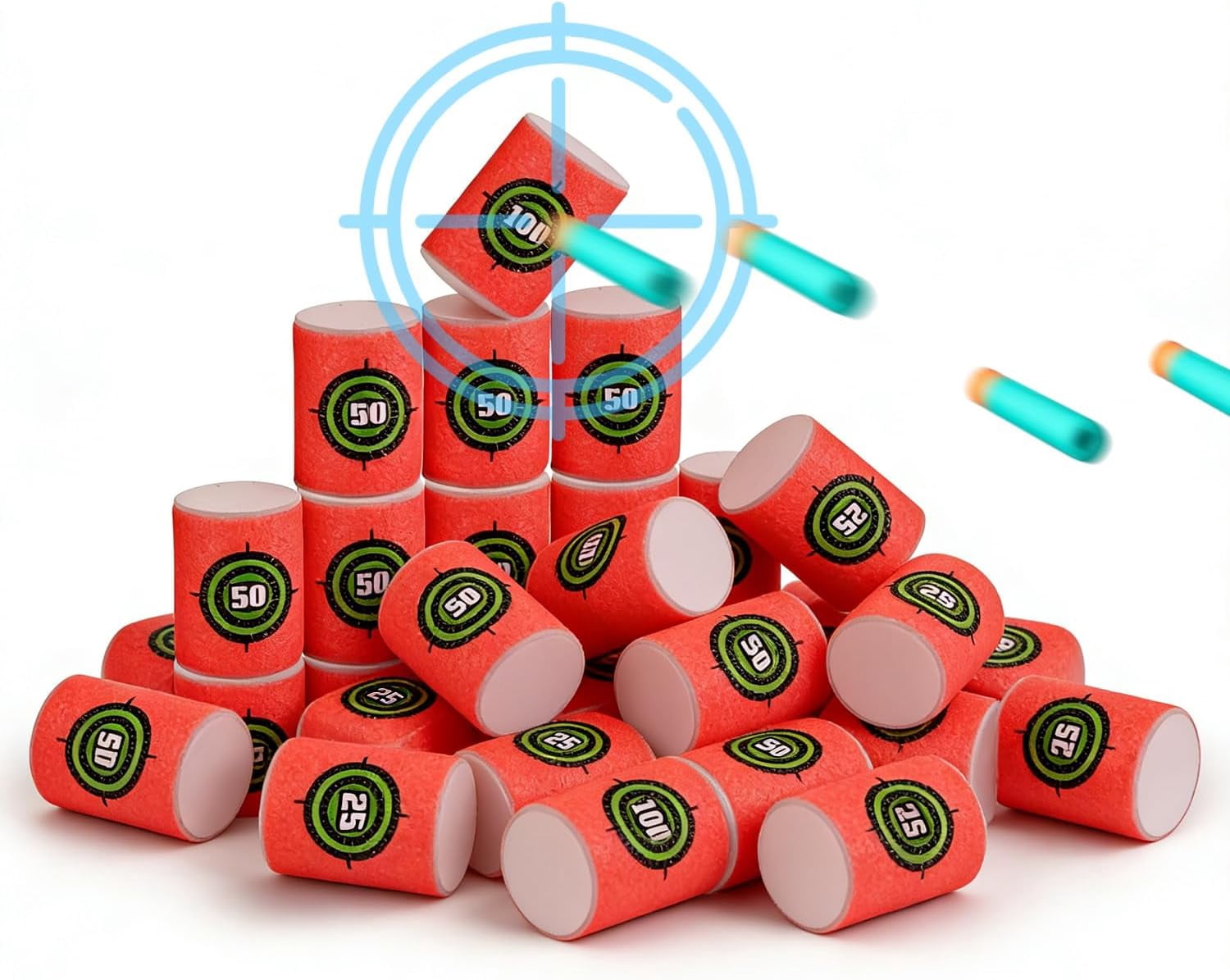 SYNTHORA 24pcs Soft Foam Targets, EVA Bullet Dart Knock Down Targets ...