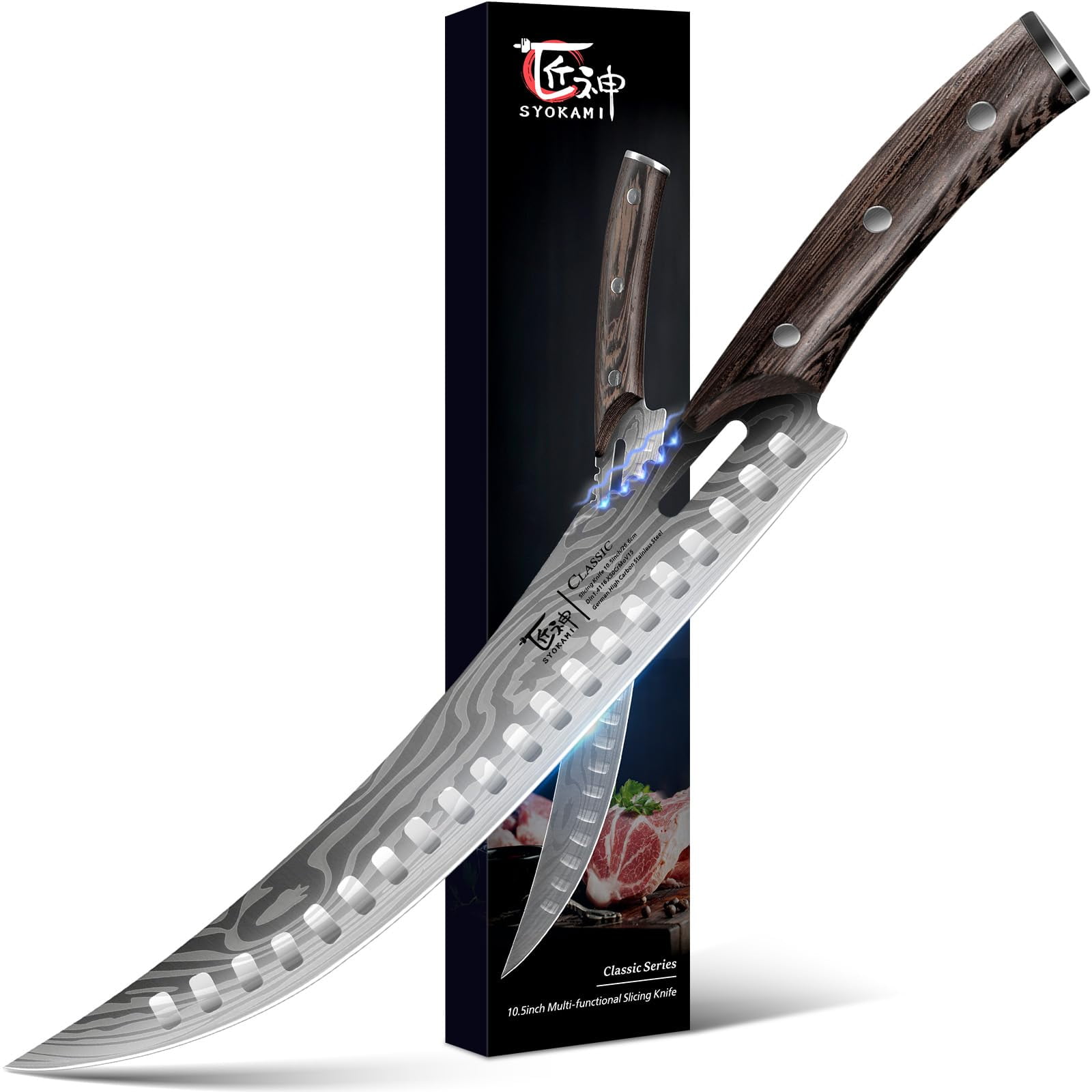 SYOKAMI Butcher Breaking Knife for Meat Cutting, 10.5 Style Curved ...