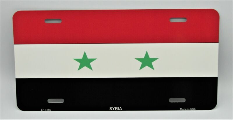 SYRIA FLAG METAL CAR LICENSE PLATE AUTO TAG. SYRIAN FLAG CAR LICENSE ...