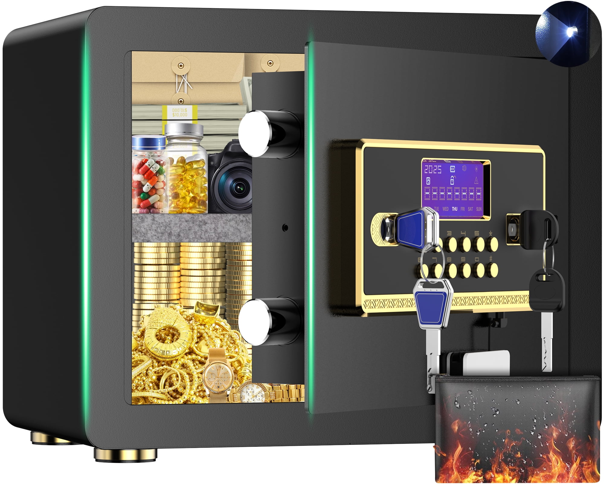 SYSENFO 1.5 Cuft Safe Box, Digital Keypad Home Security Safe With ...