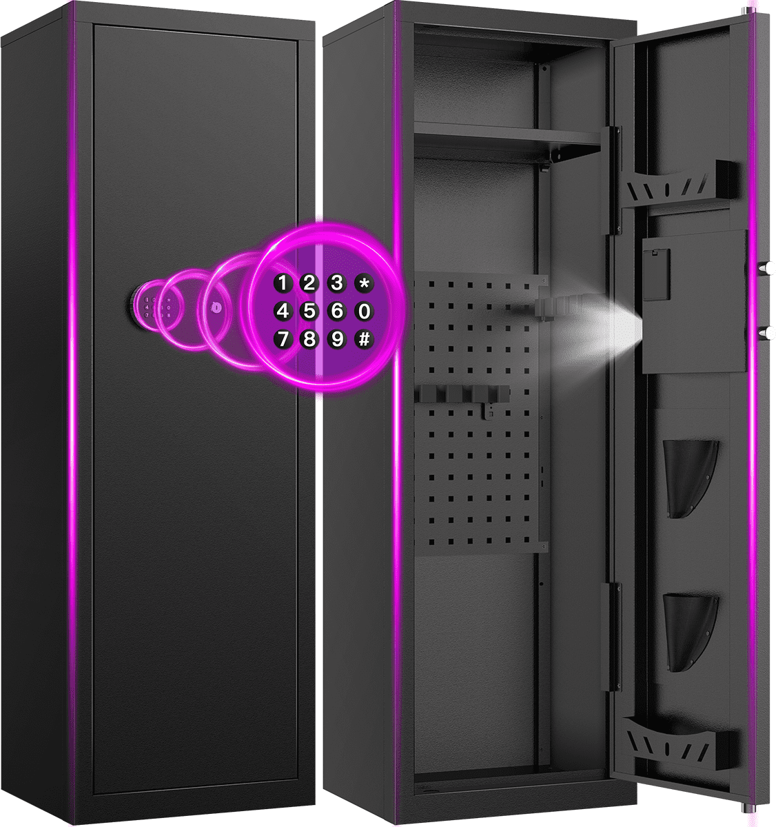 SYSENFO Large Electronic 8-10 Gun Cabinet, Alarm Gun Safe for Rifles ...