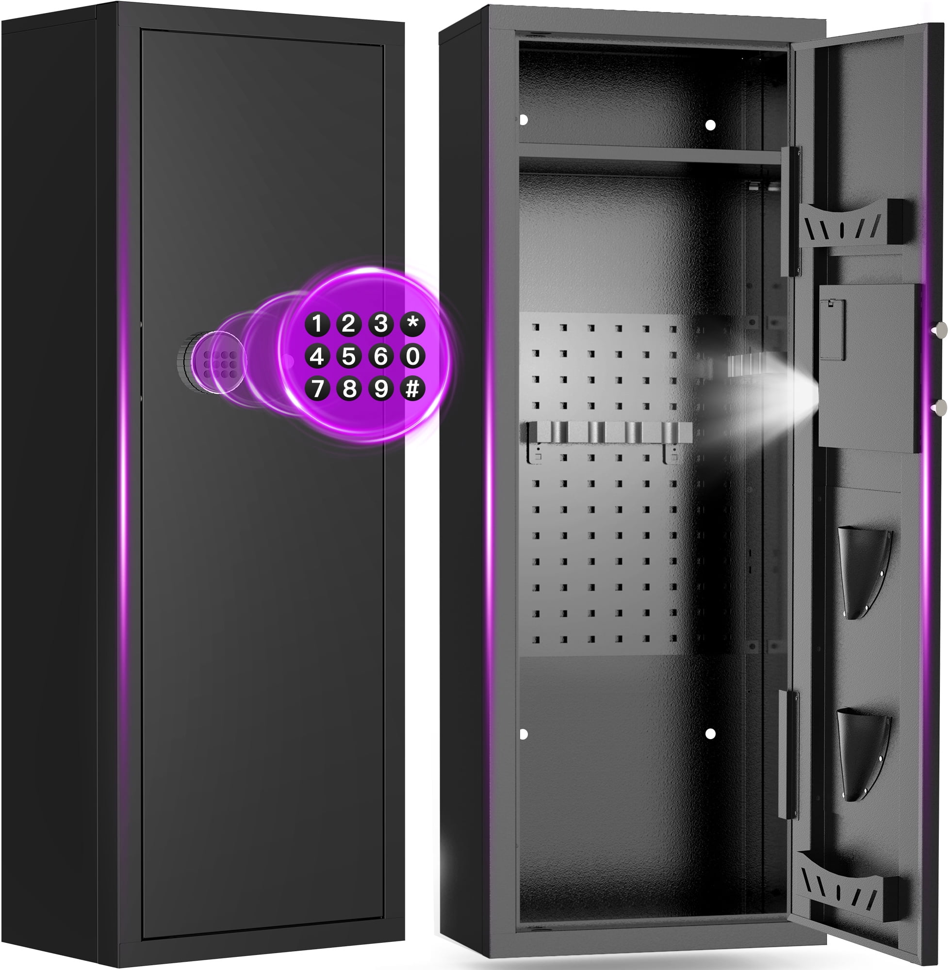 SYSENFO Large Electronic 8-10 Gun Cabinet, Alarm Gun Safe for Rifles ...