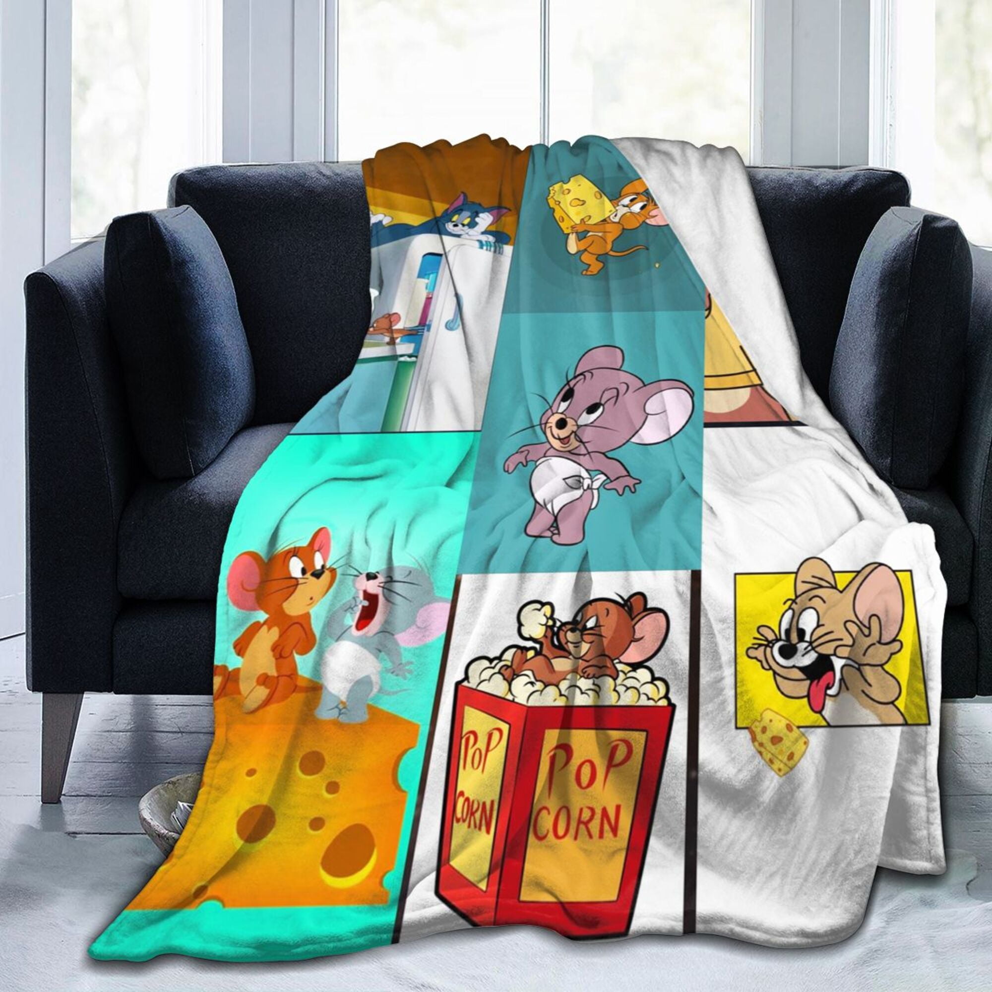 SYSFOURC Tom Cat and Jerry Mouse Throw Blanket for Bed,Soft Collage ...